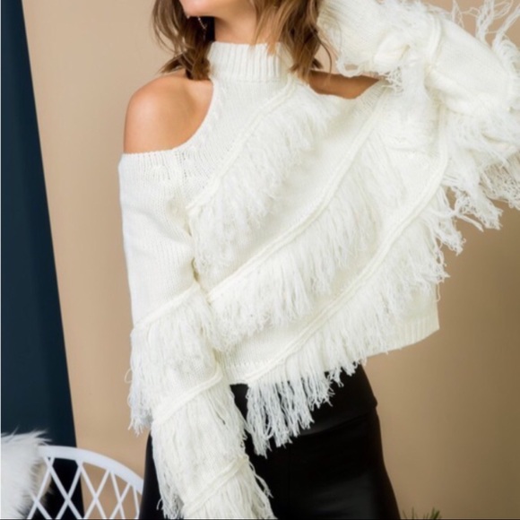 Publik Icon | Sweaters | Casey Ivory Open Shoulder Sweater Turtle Neck | Poshmark